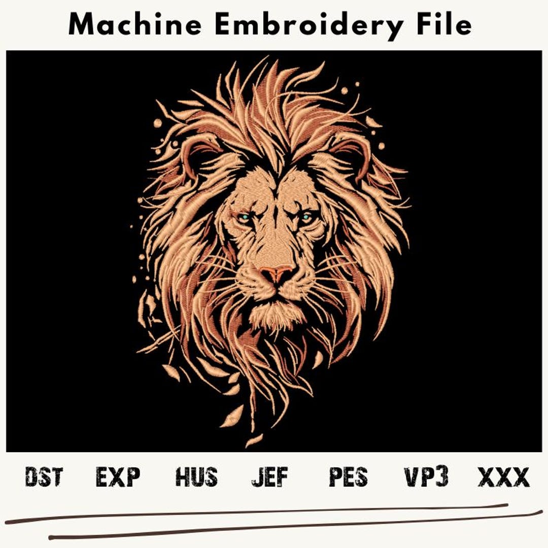 Lion Head Machine Embroidery Design: Wild Animal Patch (digital ...
