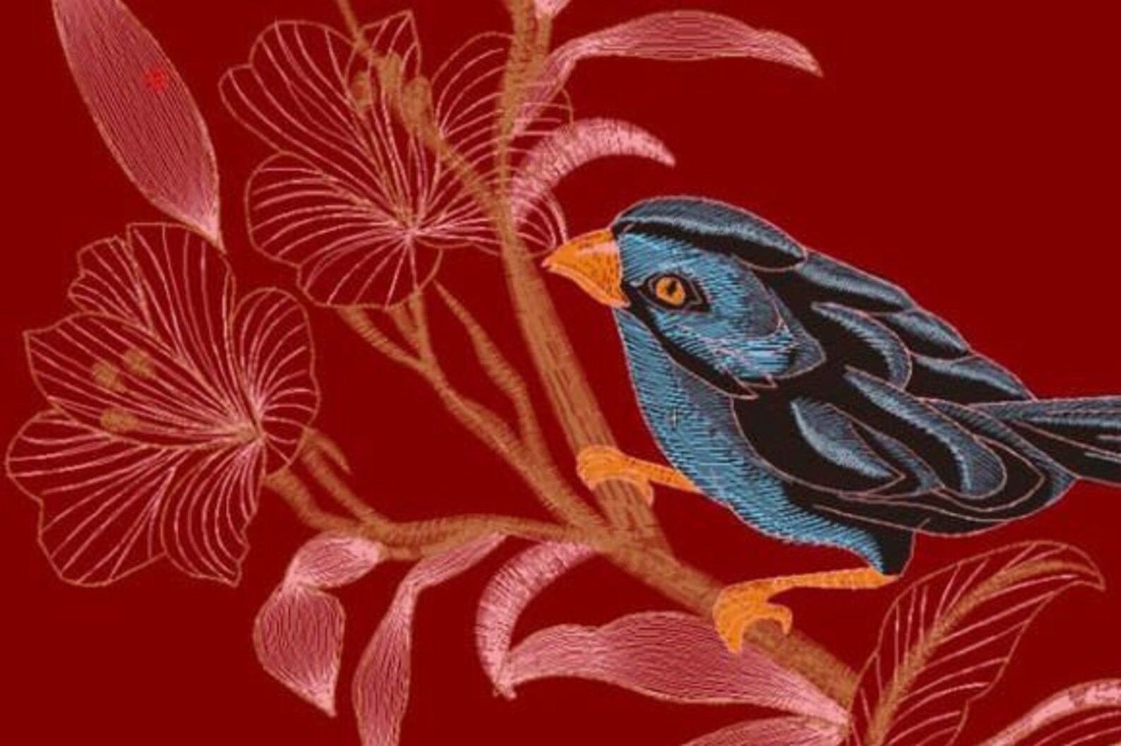 Bird in Flowers Embroidery Design, Bird Embroidery Files, Bird ...