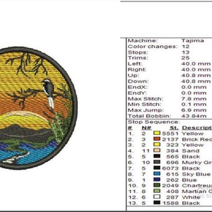 The Sunset Embroidery Design, Sunset Nature Embroidery Files, Sunset ...