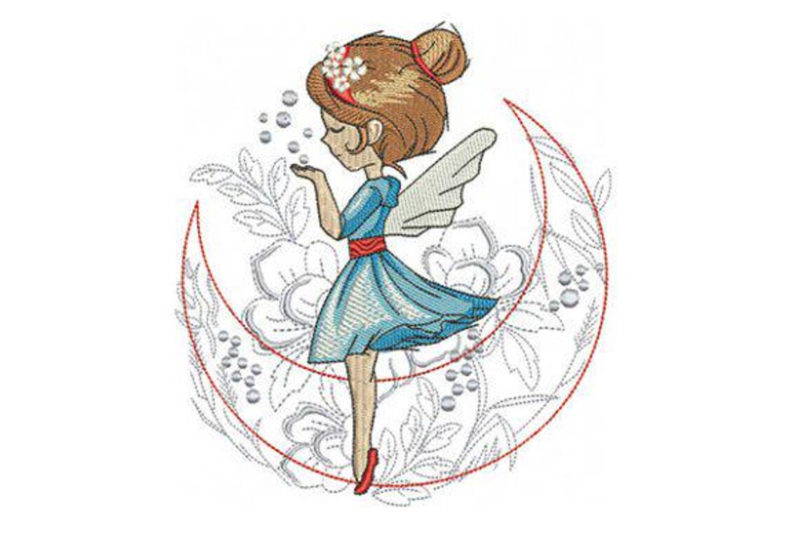 Fairy Embroidery Design, Pink Fairy Embroidery Files, Lovely Fairy ...