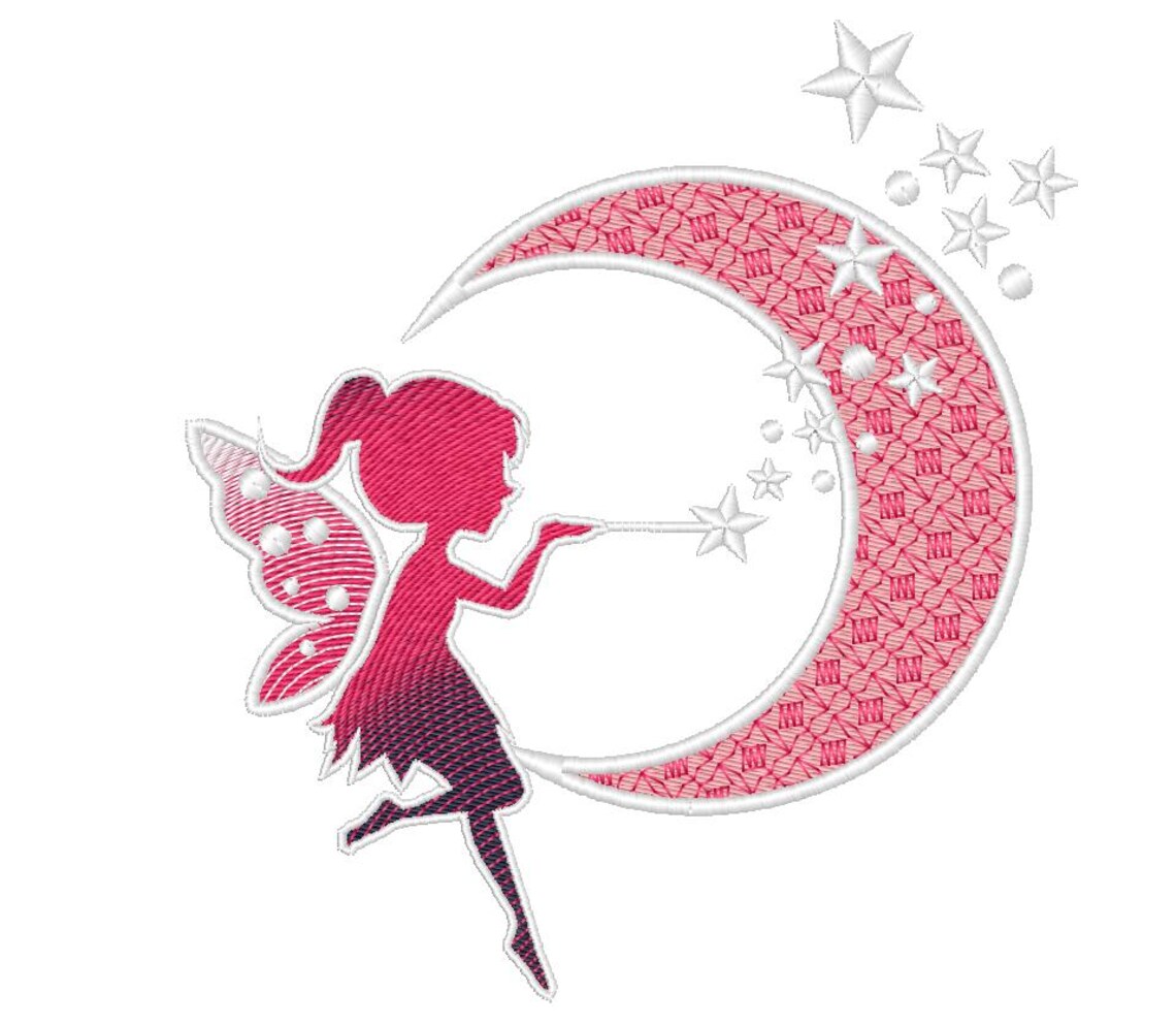 Fairy Embroidery Design, Pink Fairy Embroidery Files, Lovely Fairy ...