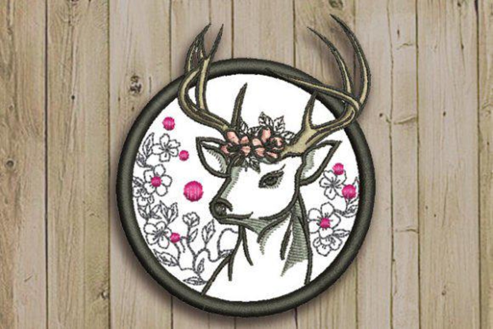 Deer Embroidery Design, Deer in Circle Embroidery Files, Deer ...