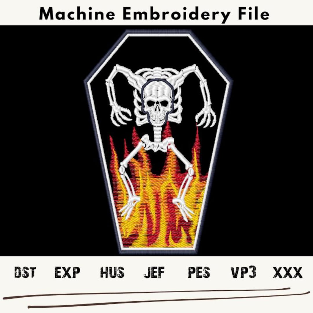 Skeleton Embroidery Design, Skeleton Machine Embroidery, Skeleton ...