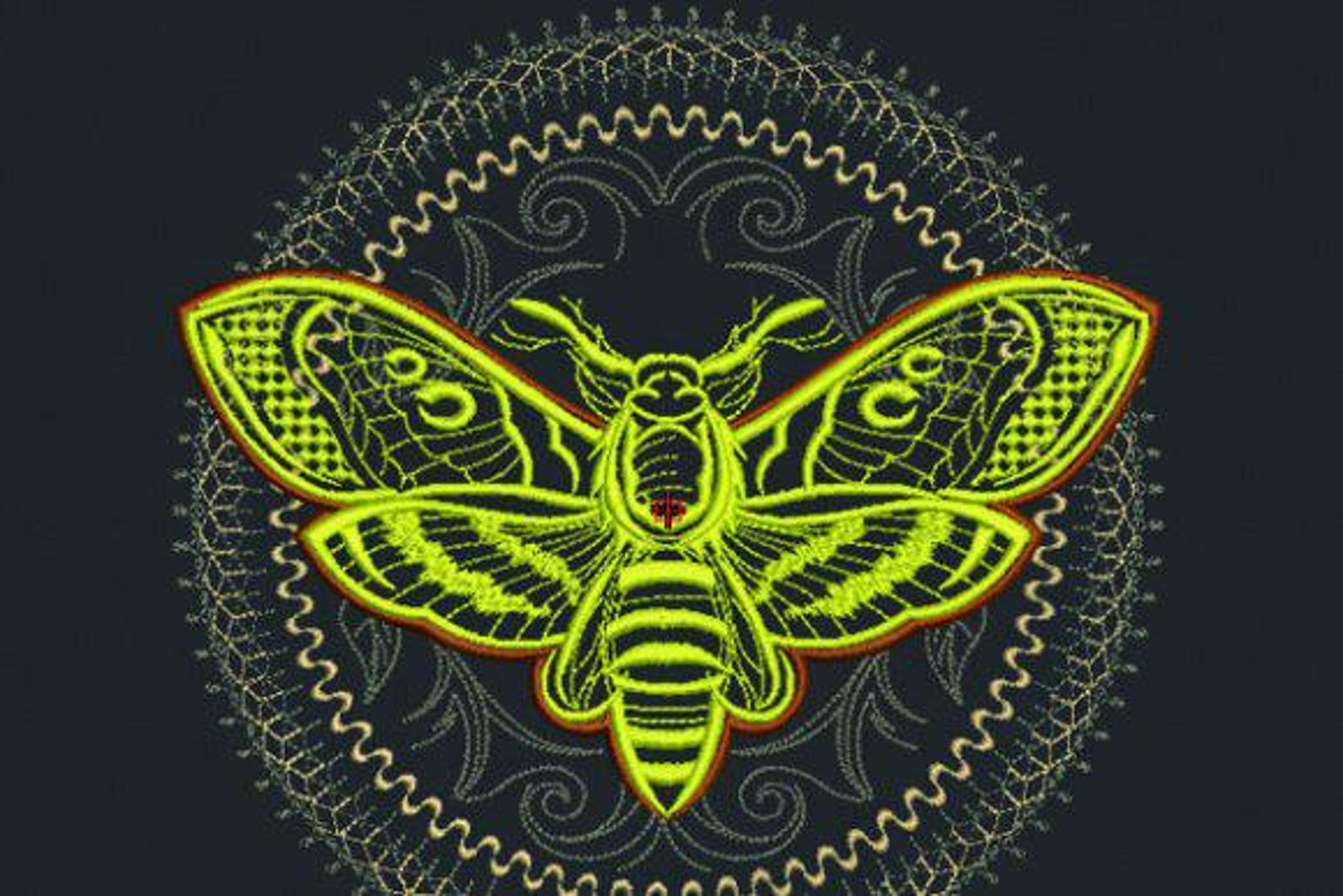 Moth Mandala Embroidery Design, Moth Mandala Embroidery Files, Moth ...