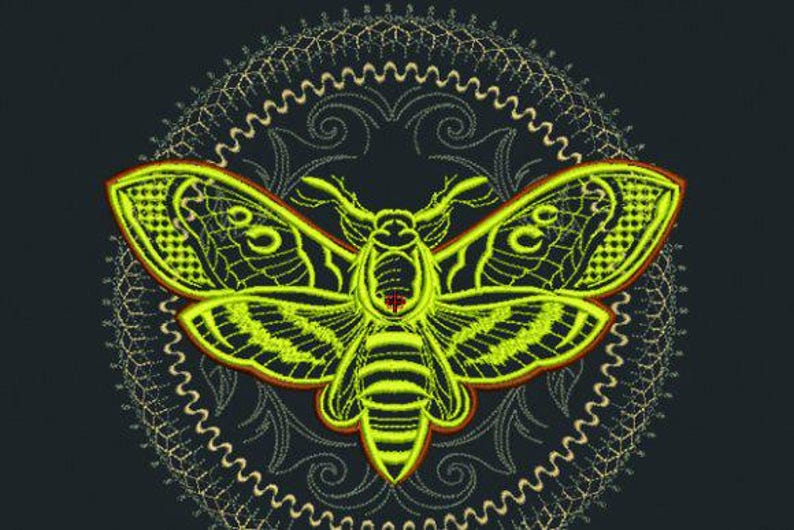 Moth Mandala Embroidery Design, Moth Mandala Embroidery Files, Moth ...