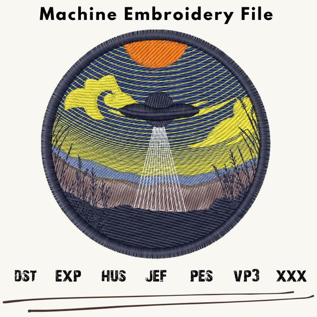 Ufo Fly Embroidery Design, Ufo in Circle Embroidery Files, Ufo Embroidery Patterns, Ufo in ...
