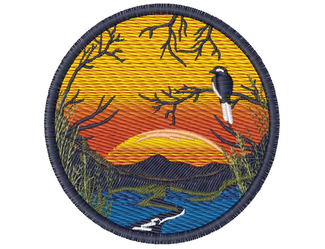 The Sunset Embroidery Design, Sunset Nature Embroidery Files, Sunset ...