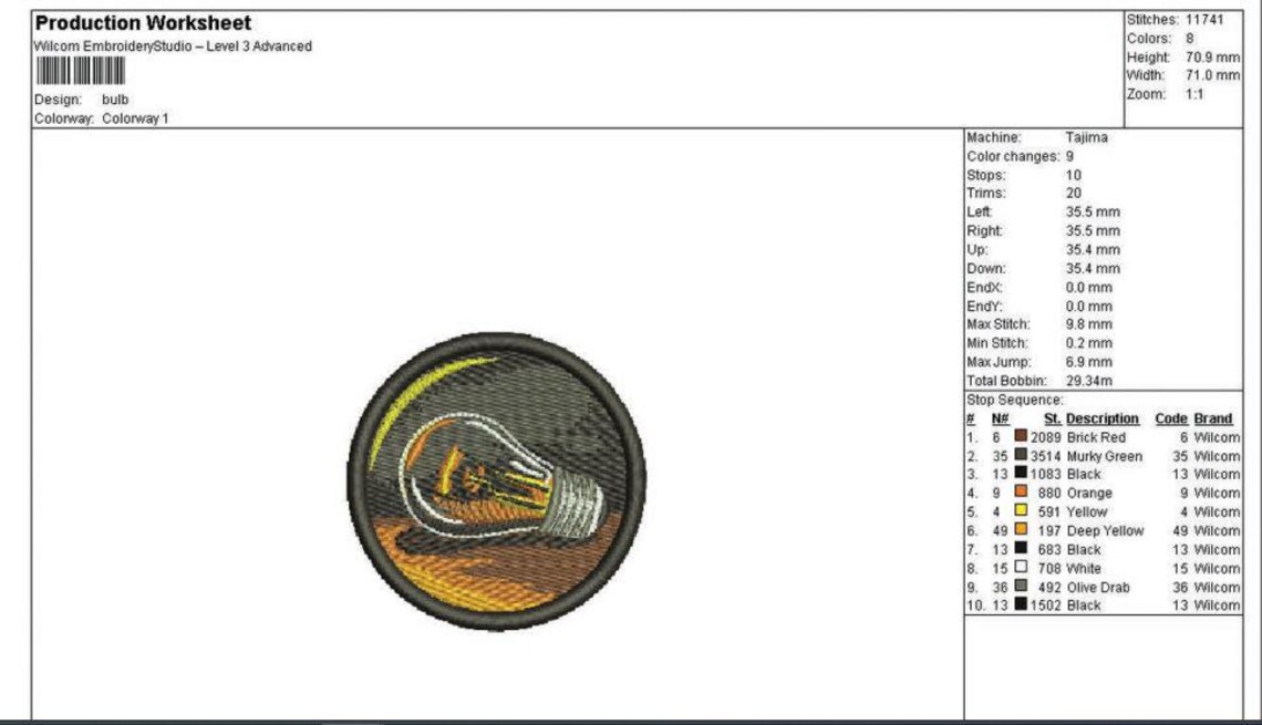 Bulb Embroidery Design: Lamp Light Machine Embroidery Pattern (digital ...