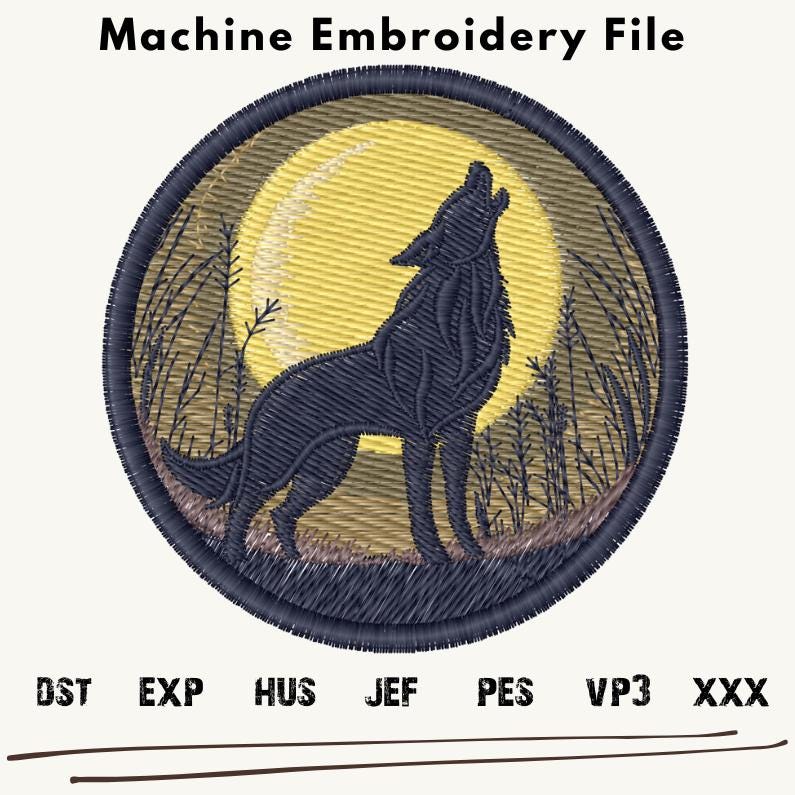 Wolf Embroidery Design, Black Wolf Embroidery Files, Wolf Animal ...