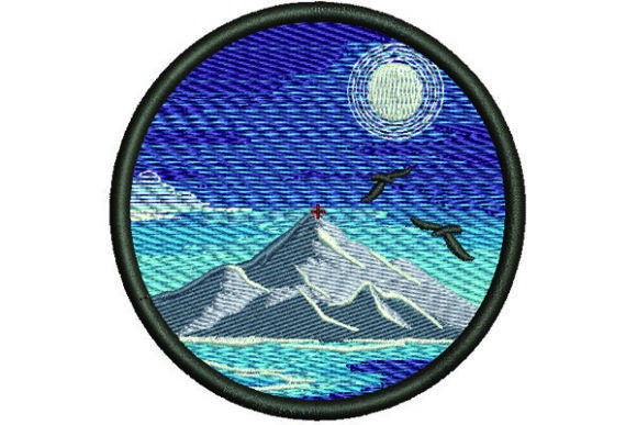 Mountain Embroidery Design, Mountain Circle Embroidery Files, Mountain ...