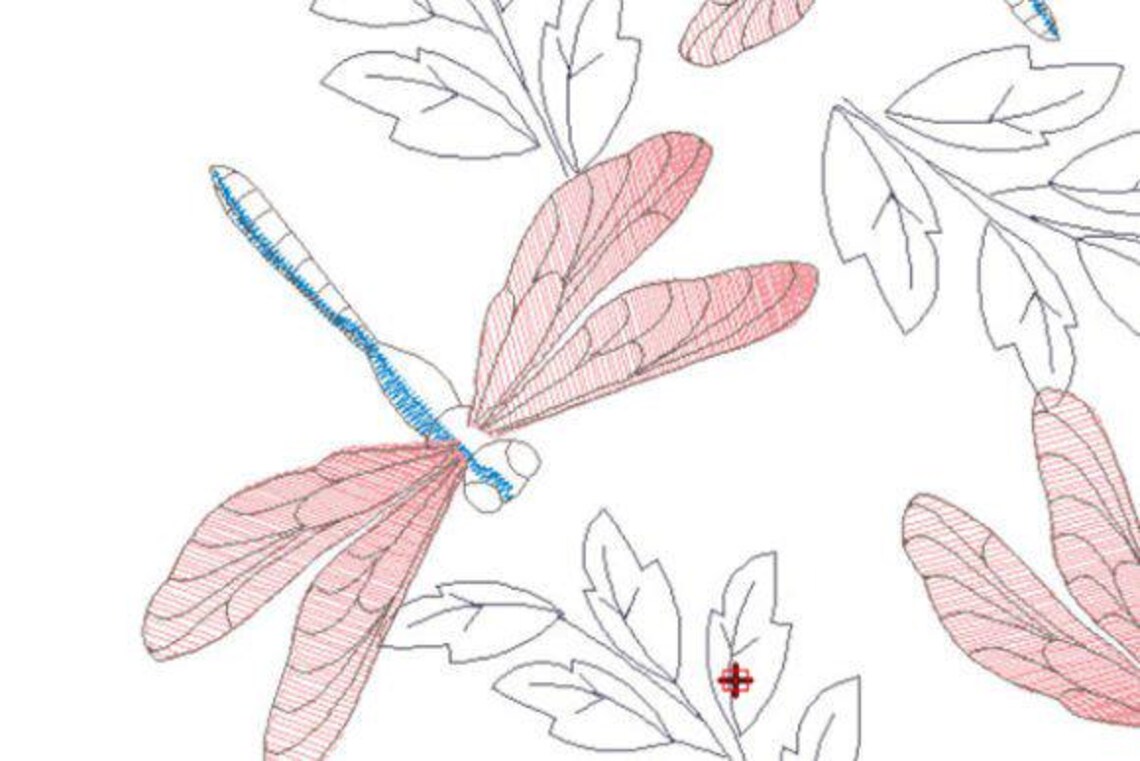 Dragonfly Machine Embroidery Design: Floral Embroidery Pattern (digital ...