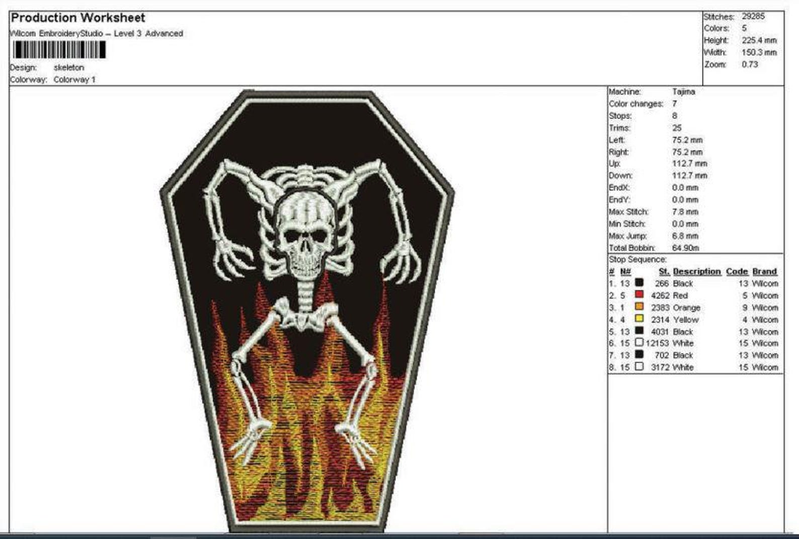 Skeleton Embroidery Design, Skeleton Machine Embroidery, Skeleton ...