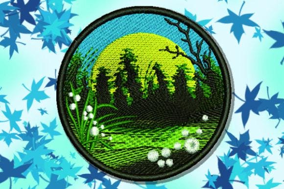 Nature Forest Embroidery Design, Nature Embroidery Files, Forest Nature ...