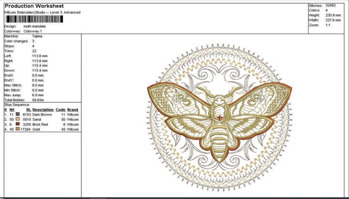 Moth Mandala Embroidery Design, Moth Mandala Embroidery Files, Moth ...