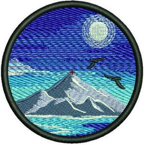 Mountain Embroidery Design, Mountain Circle Embroidery Files, Mountain ...