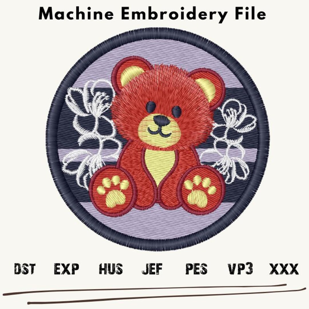 Bear Embroidery Design, Teddy Bear Embroidery Files, Bear Embroidery ...