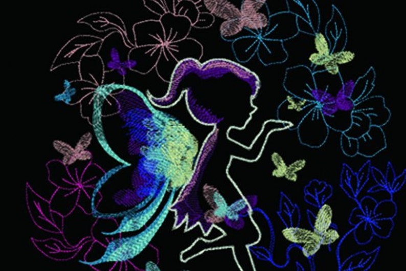 Fairy Embroidery Design, Fairy Butterfly Embroidery Files, Fairy ...