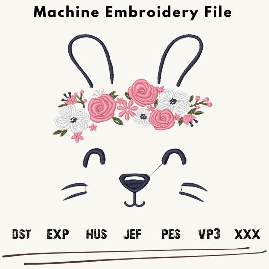 Rabbit Face Embroidery Design, Cute Rabbit Face Embroidery Files ...
