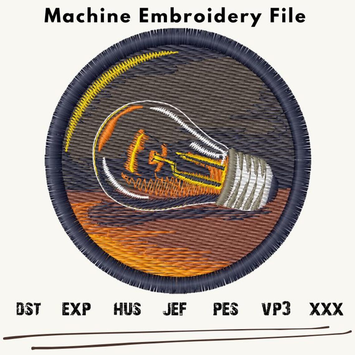 Bulb Embroidery Design: Lamp Light Machine Embroidery Pattern (digital ...