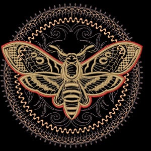 Moth Mandala Embroidery Design, Moth Mandala Embroidery Files, Moth ...