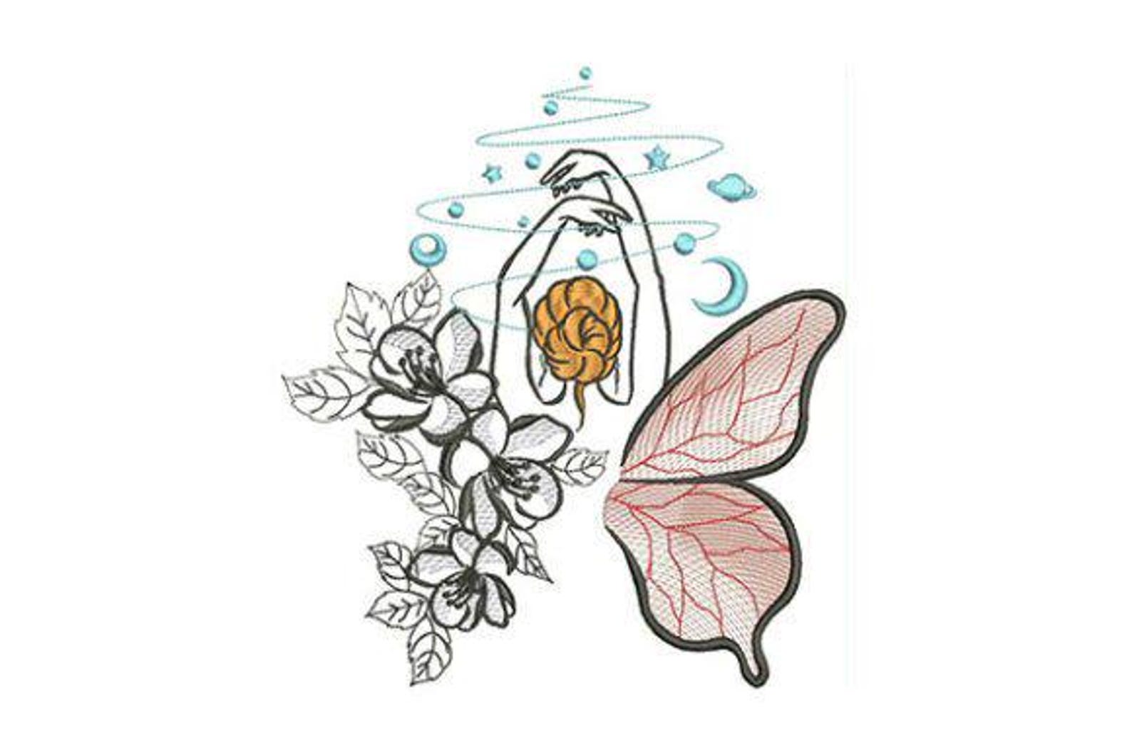 Fairy Embroidery Design, Pink Fairy Embroidery Files, Lovely Fairy ...