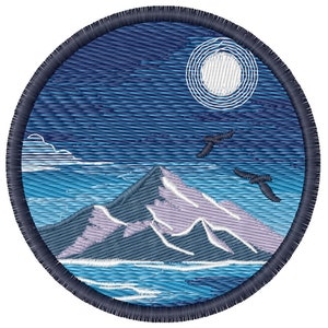 Mountain Embroidery Design, Mountain Circle Embroidery Files, Mountain Nature Embroidery ...