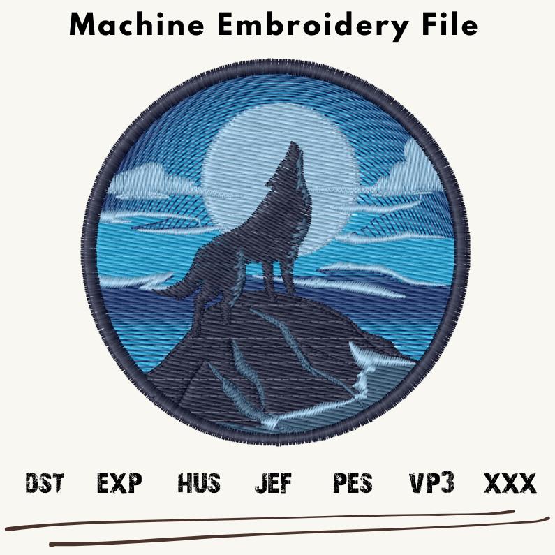 Wolf Embroidery Design, Black Wolf Embroidery Files, Wolf Animal ...