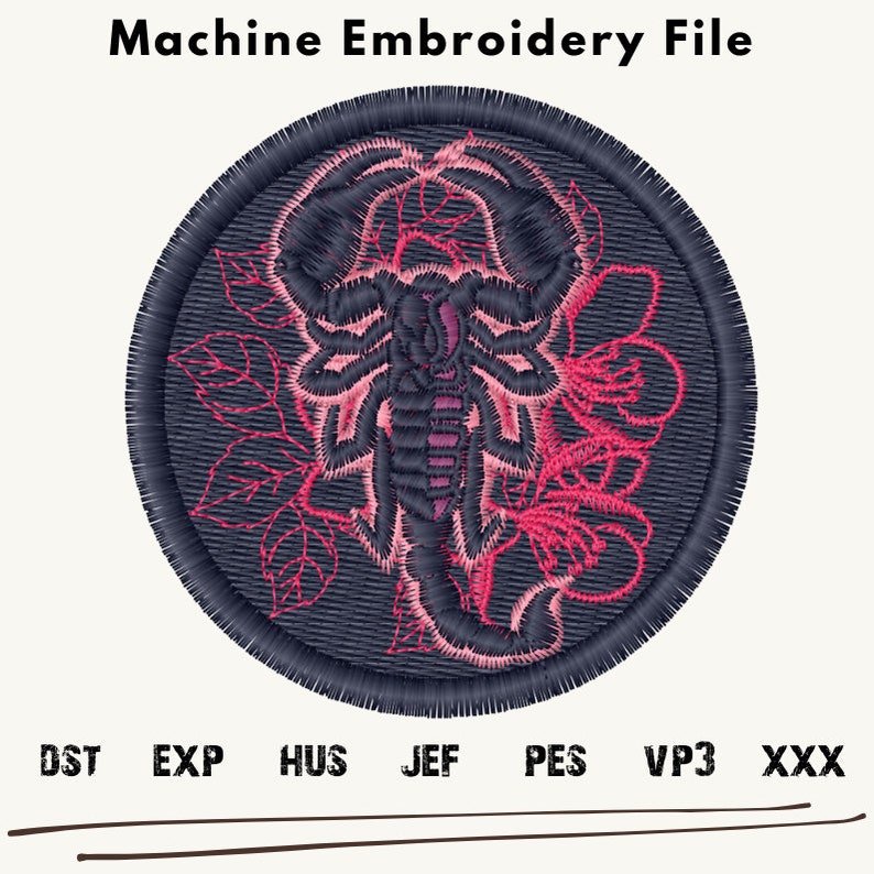 Scorpion Embroidery Design, Scorpion Circle Embroidery Files, Scorpion ...