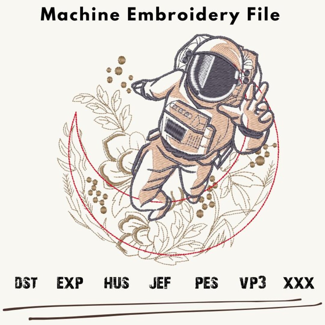 Astronaut Embroidery Design: NASA Space Embroidery File (instant ...