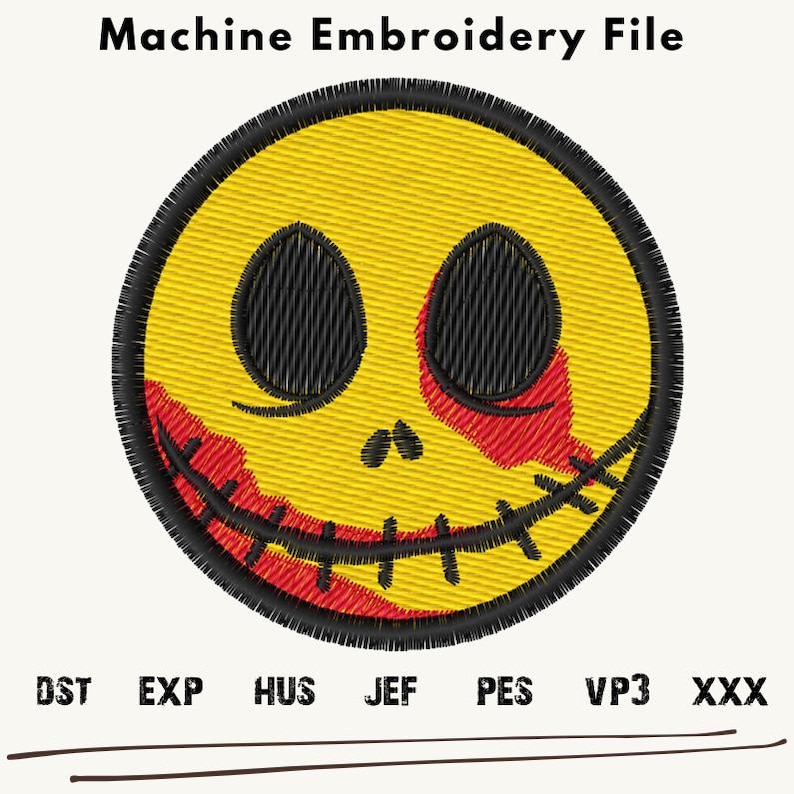 Jack Skellington Embroidery Design,jack Applique Yellow Face,halloween ...