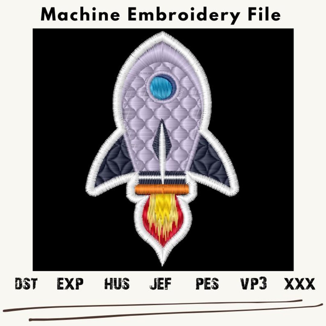 Spaceship Embroidery Design, Spaceship Embroidery File, Space Rocket ...