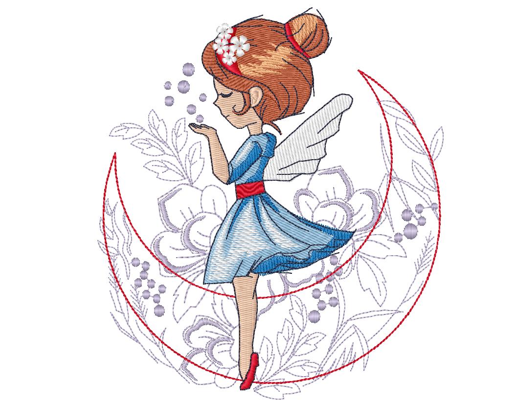 Fairy Embroidery Design, Pink Fairy Embroidery Files, Lovely Fairy ...