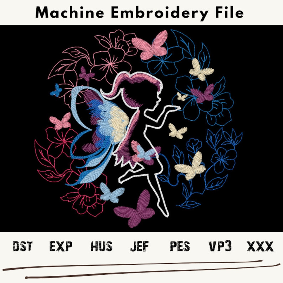 Fairy Embroidery Design, Fairy Butterfly Embroidery Files, Fairy ...