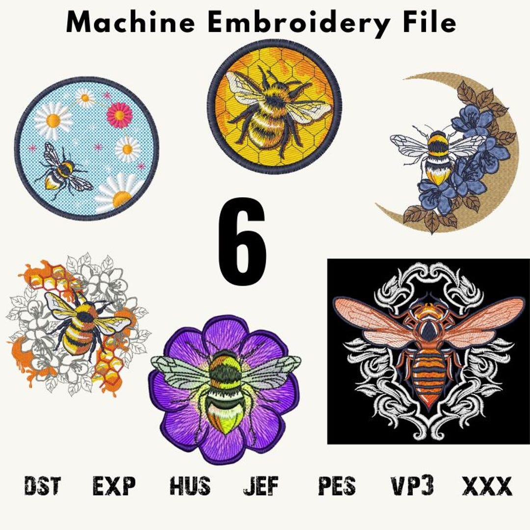 Bee Embroidery Design Bundle, Embroidery Machine Bundle Files, Bee ...