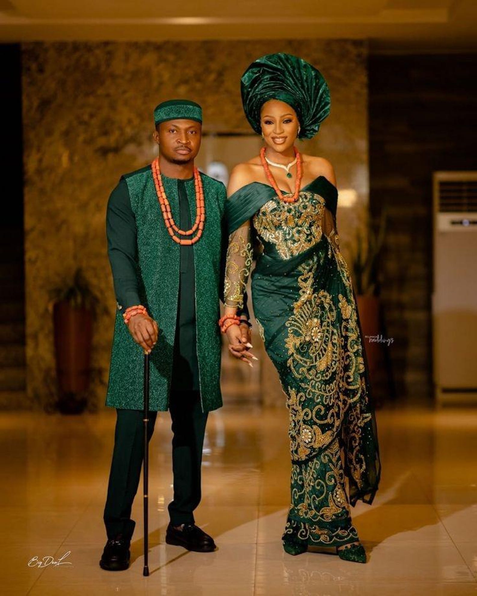 Nigerian, African Bride and Groom Wedding Dresses/couples Matching Outfits/traditional George ...