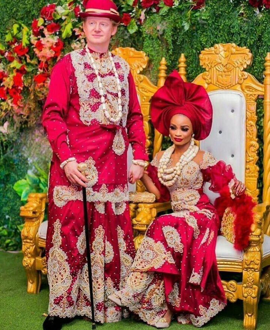 Nigerian, African Bride and Groom Wedding Dresses/couples Matching ...