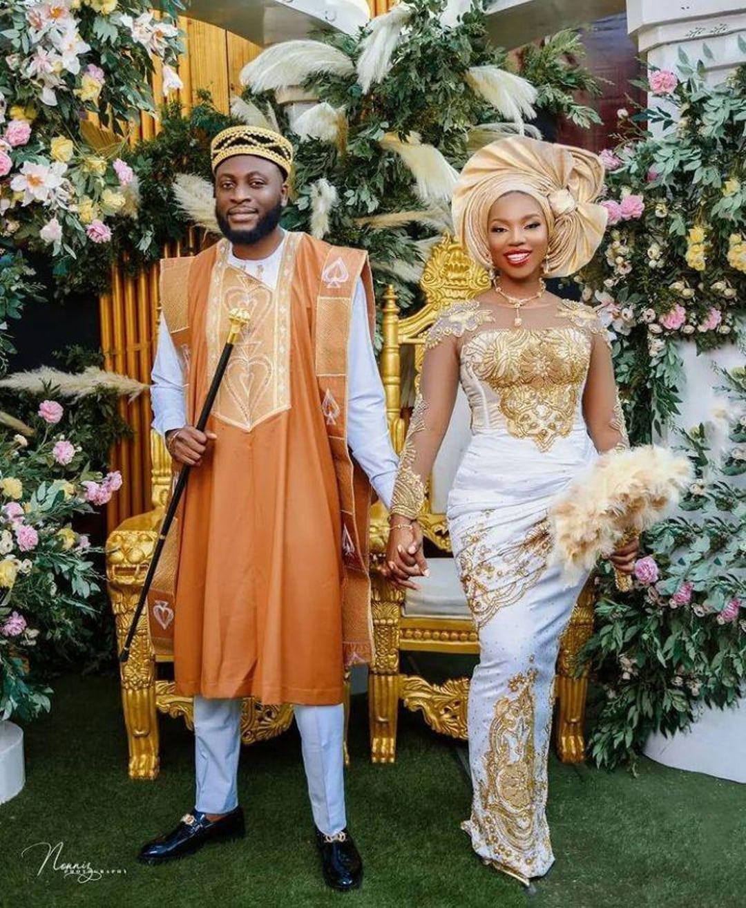 Nigerian, African Bride and Groom Wedding Dresses/couples Matching ...
