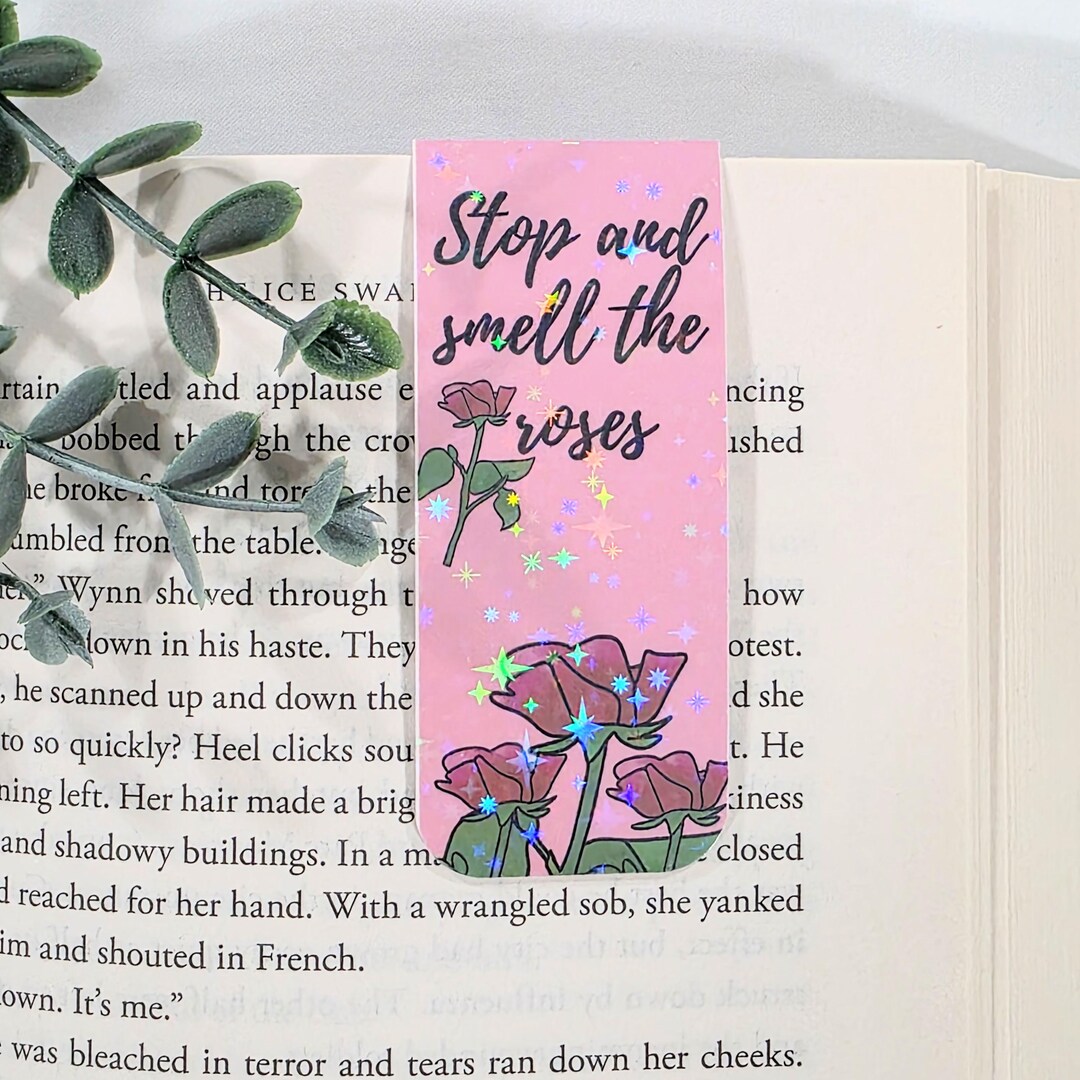 Pink Roses Magnetic Bookmark – Stop and Smell the Roses Quote ...