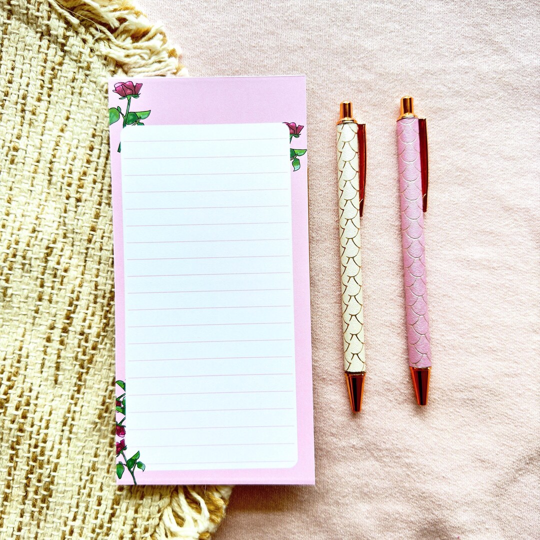 Bloco de notas Lista de compras destacável Rosa Pautado Rosas fofas ...