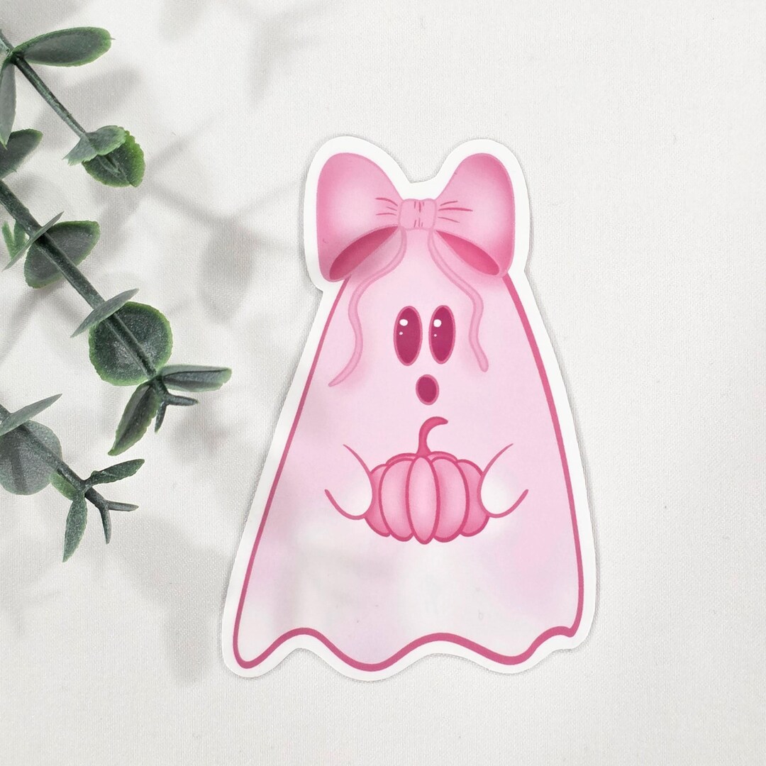 Pink Ghost Girl Sticker – Halloween Pastel With Bow, Water Resistant - Etsy