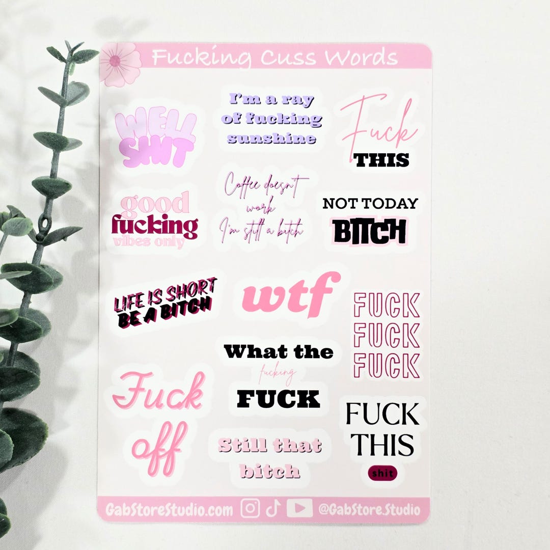 Funny Swear Word Sticker Sheet: Cuss Words, Matte or Glossy - Etsy