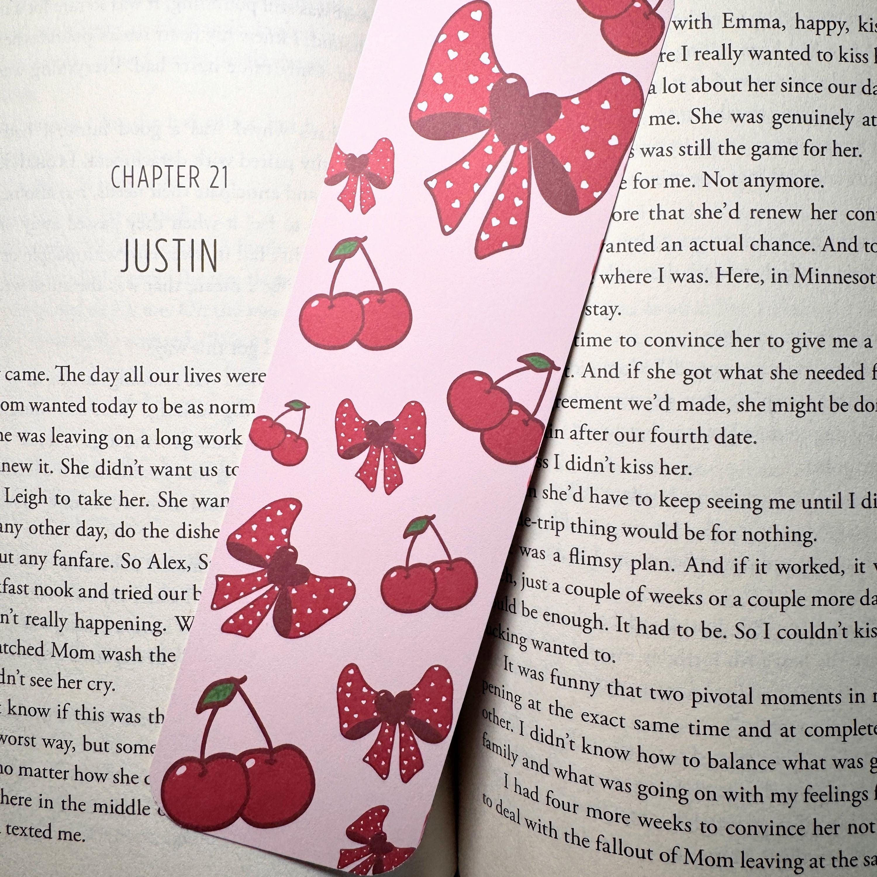 Bows and Cherries Bookmark, Hand-drawn, Double-sided, Matte or Glossy ...