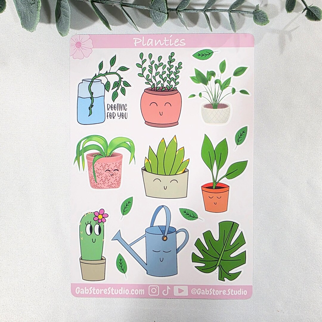 Hand-drawn Plant Sticker Sheet Set — Botanical Stickers for Journals ...