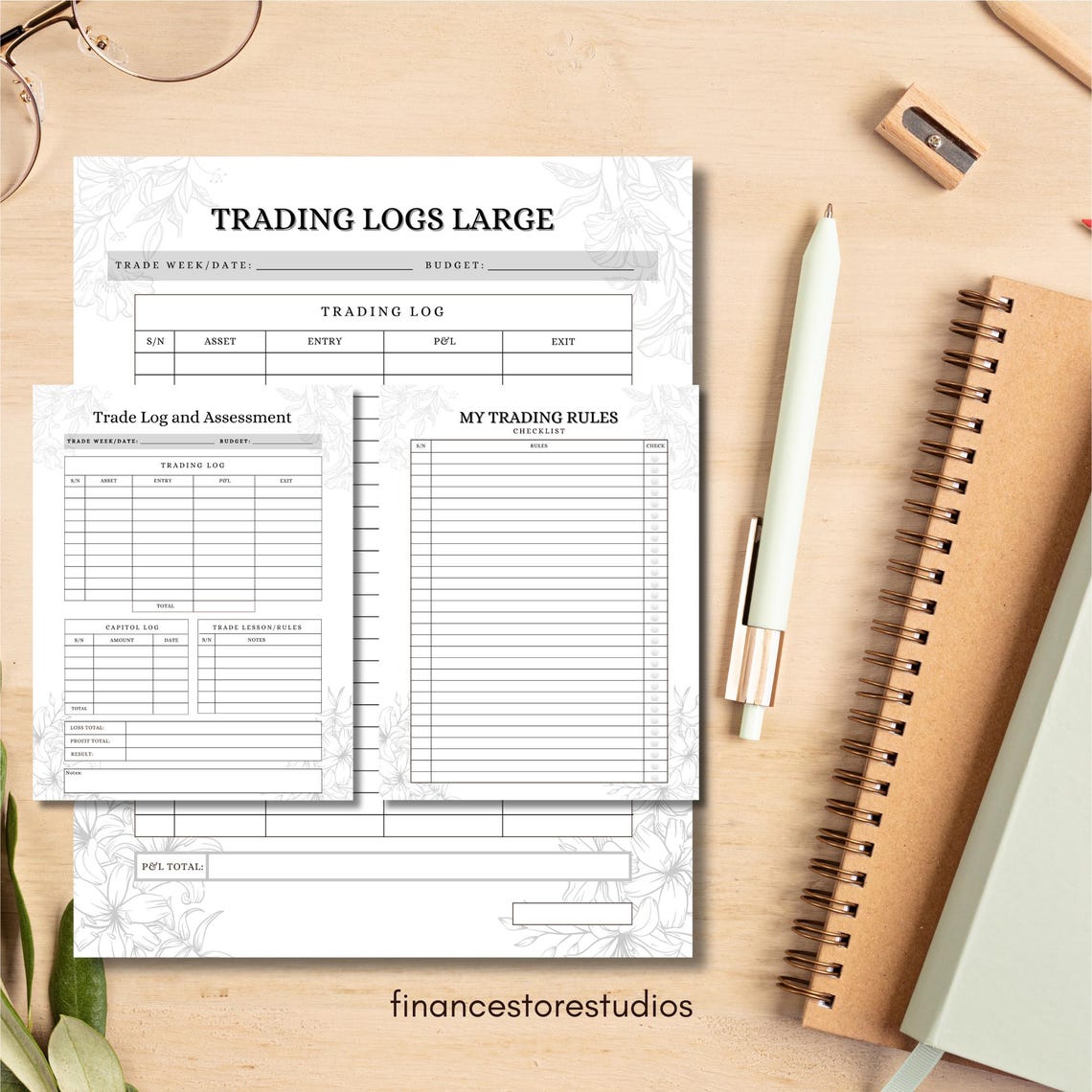 Trading Log Printable Planner, Trading Rules Journal, Trading Log and ...