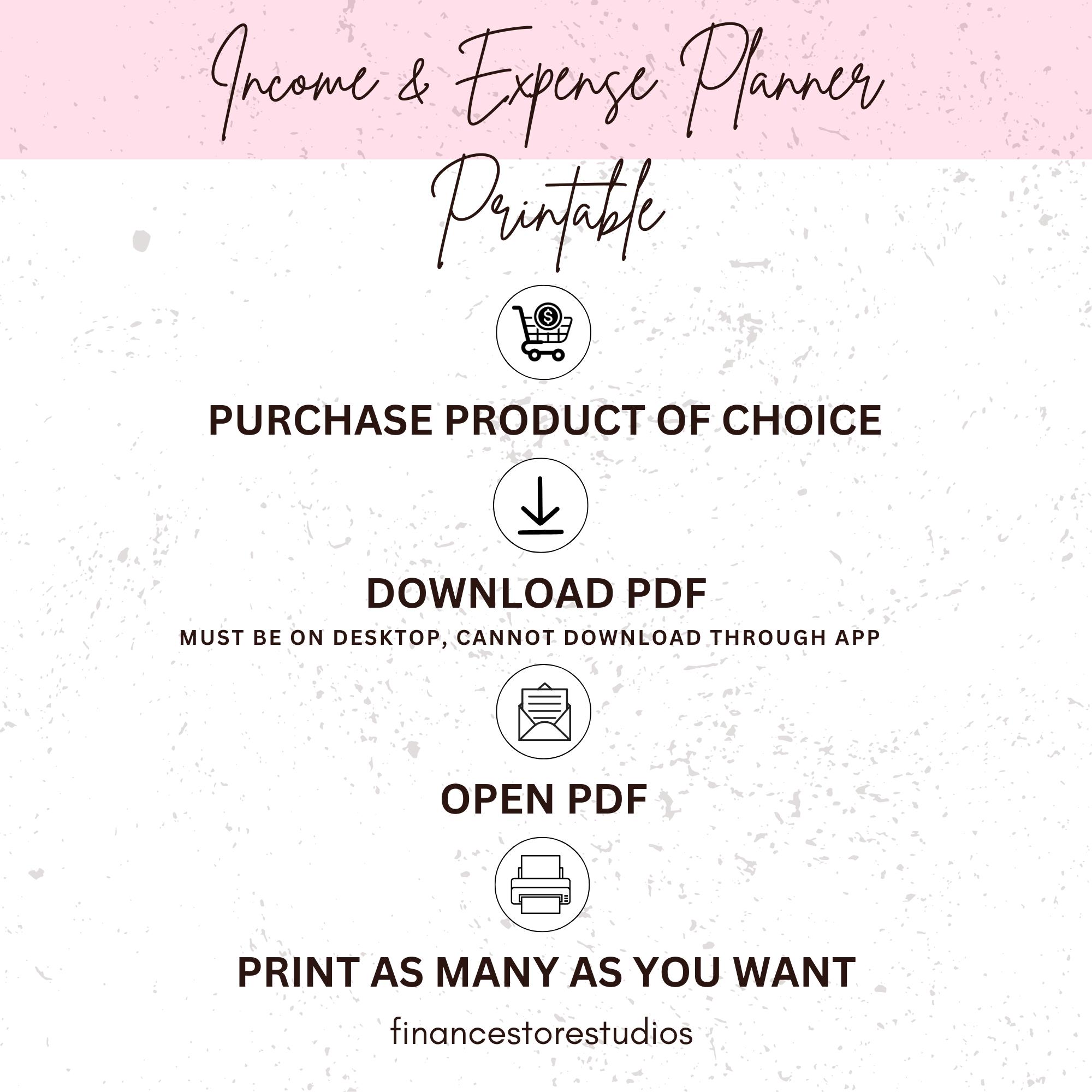 Income & Expense Tracker Printable, Business Financial Planner, Bill ...