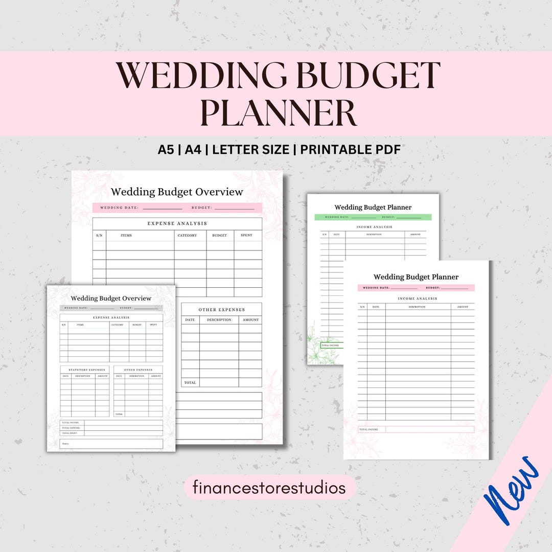 Wedding Budget Planner Printable | Expense Tracker PDF | Digital ...