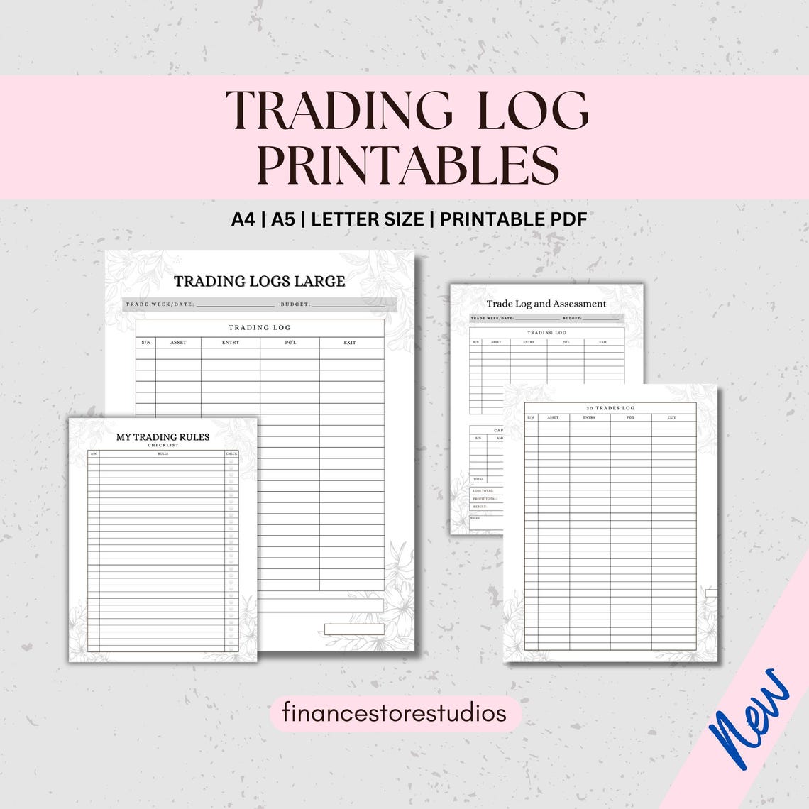 Trading Log Printable Planner, Trading Rules Journal, Trading Log and ...