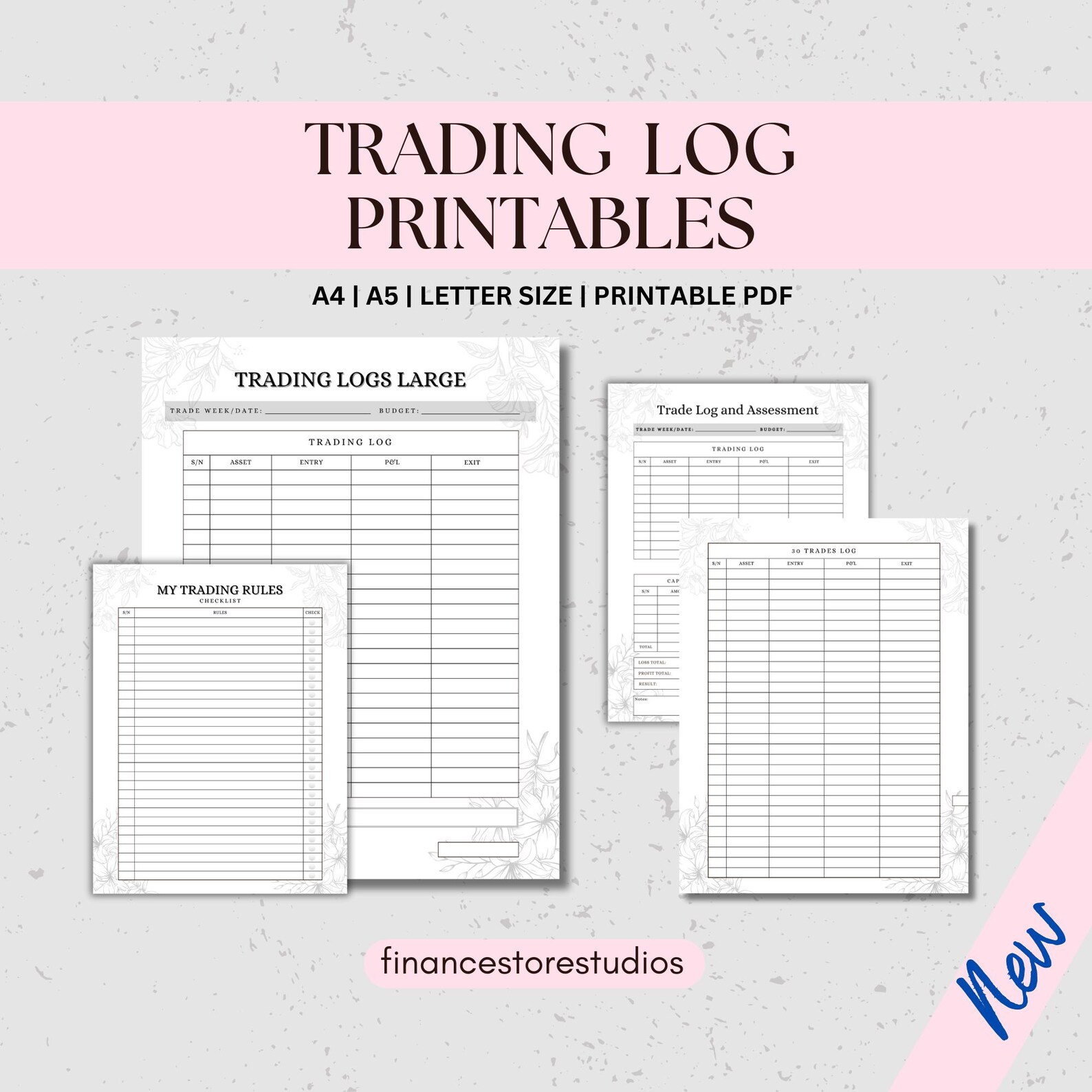 Trading Log Printable Planner, Trading Rules Journal, Trading Log and ...