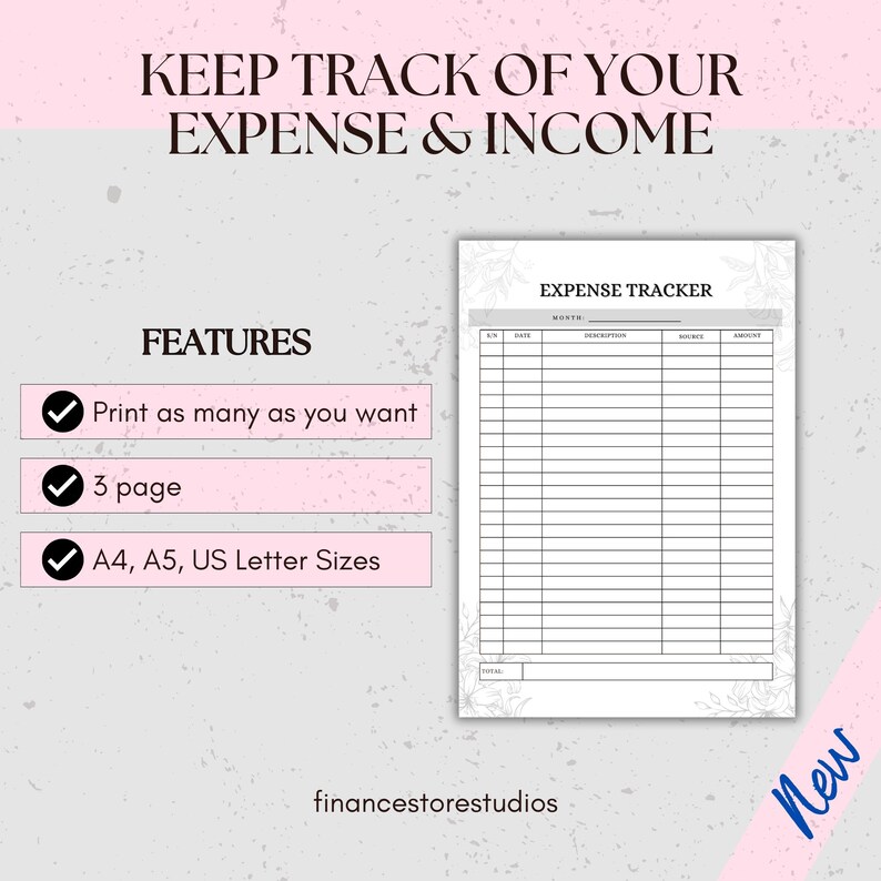 Income & Expense Tracker Printable, Business Financial Planner, Bill ...