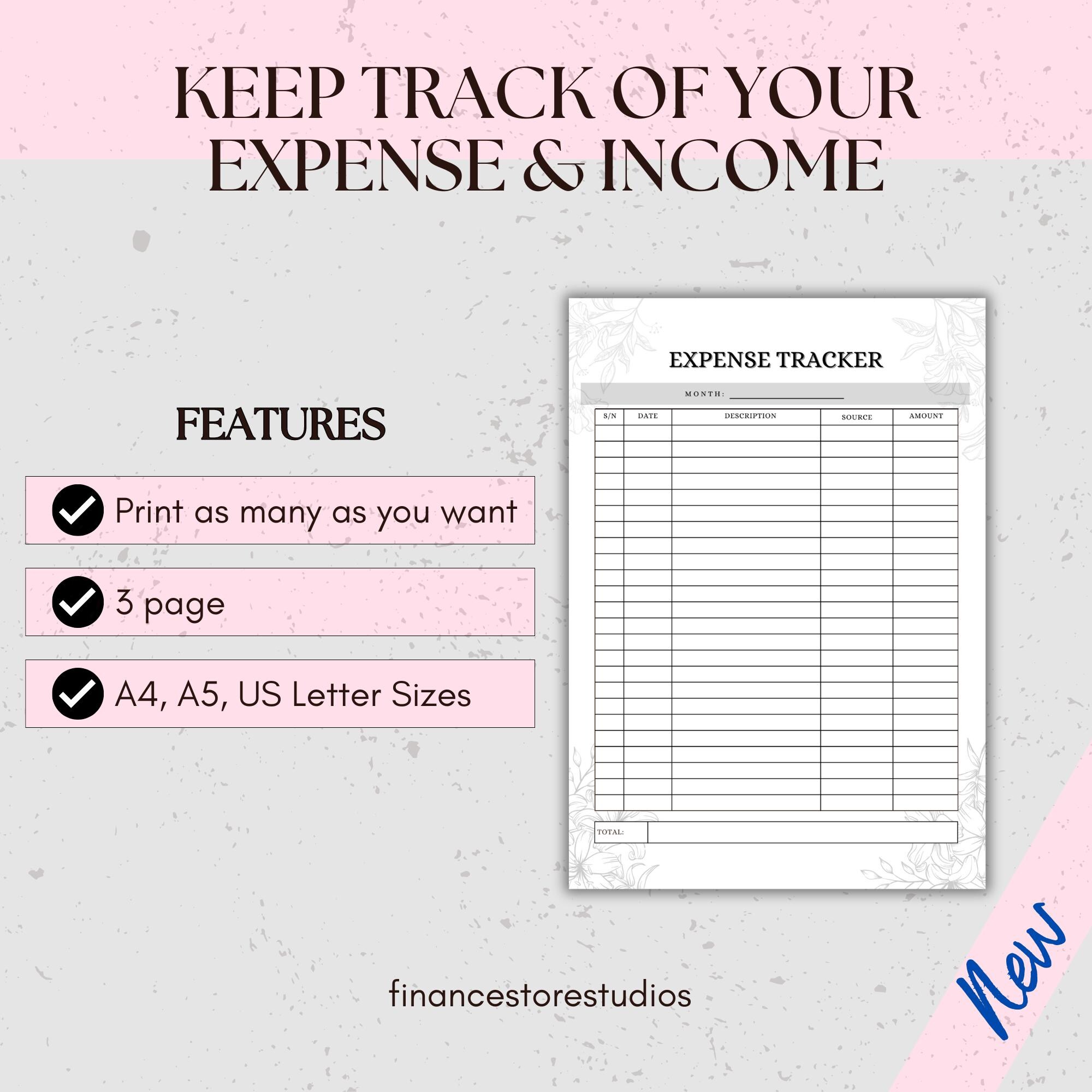 Income & Expense Tracker Printable, Business Financial Planner, Bill ...